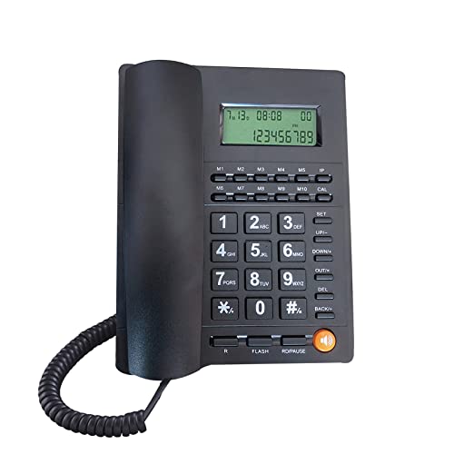 Corded Caller ID Telephone with Speaker for Home and Office, TelPal Wired Landline Telephone Set Simple Analog Desktop Hotel Telephones