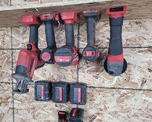 (10 Pack) Tool Holders / Mounts for Milwaukee M18 Tools - Commander Tool & Garage Organization (Black)