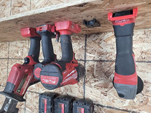 (10 Pack) Tool Holders / Mounts for Milwaukee M18 Tools - Commander Tool & Garage Organization (Black)