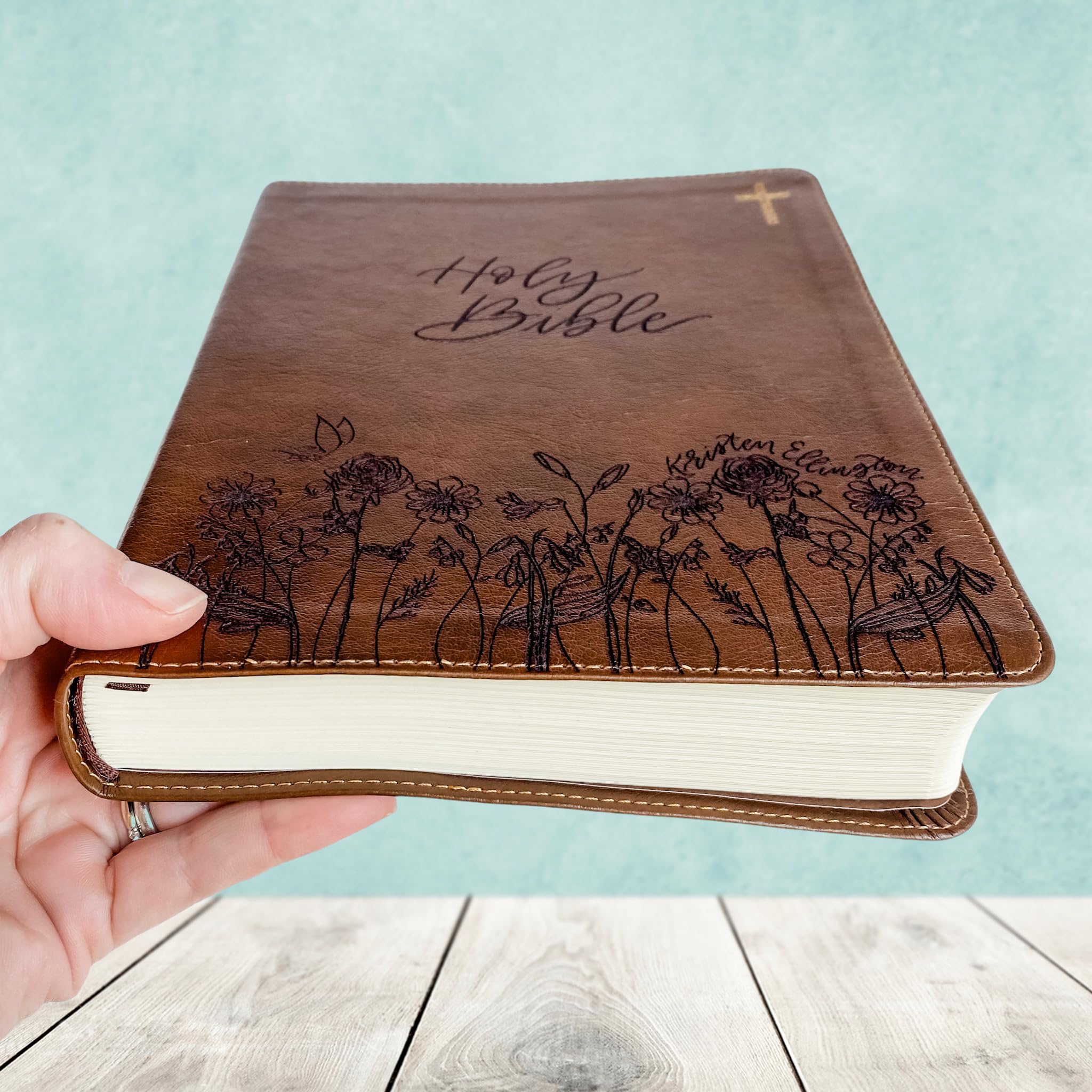 Hand Illustrated & Laser Engraved NIV Journaling Bible, Personalized Gift, Custom Name Engraving Available