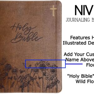 Hand Illustrated & Laser Engraved NIV Journaling Bible, Personalized Gift, Custom Name Engraving Available