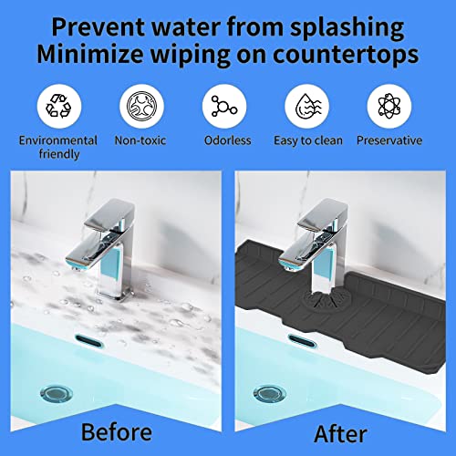 Gaswug Kitchen Sink Silicone Faucet Handle Drip Catcher Tray Mat, Silicone Sink Splash Guard Mat for Kitchen, Kitchenguard Silicone Faucet Handle Drip Catcher Tray - 2Pcs