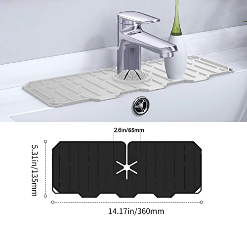 Gaswug Kitchen Sink Silicone Faucet Handle Drip Catcher Tray Mat, Silicone Sink Splash Guard Mat for Kitchen, Kitchenguard Silicone Faucet Handle Drip Catcher Tray - 2Pcs