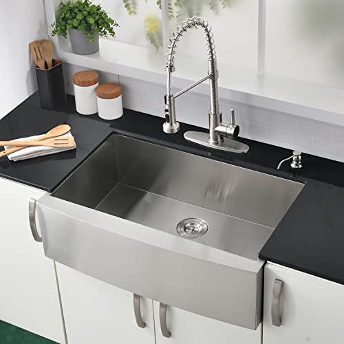 33 Inch Farmhouse Sink Stainless Steel - 33 inch Apron Front Farmhouse Sink Kitchen Sink Single Bowl 16 Gauge Stainless Steel Farm Sink