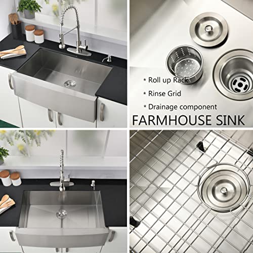 33 Inch Farmhouse Sink Stainless Steel - 33 inch Apron Front Farmhouse Sink Kitchen Sink Single Bowl 16 Gauge Stainless Steel Farm Sink