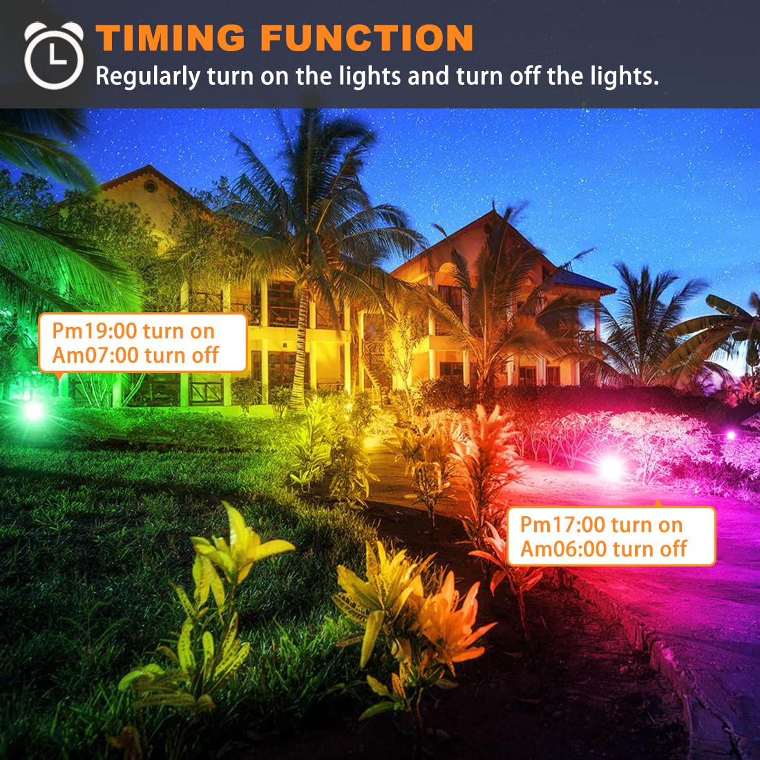 LED Flood Light Outdoor 800W Equivalent 8000LM Smart RGB Landscape Lighting with APP Control, DIY Scenes - Timing - 5700K Daylight White - Color Changing Uplight, IP66 Waterproof US Plug MELPO(2Pack)