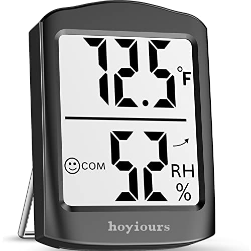 hoyiours Digital Hygrometer Indoor Thermometer Room Temperature and Humidity Monitor with 3s Fast Refresh, Thermometer Hygrometer Humidity Meter Humidity Gauge for Home, Baby Room, Greenhouse, Black