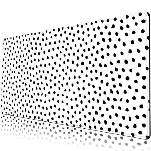 Boho Desk Mat, Polka Dot Large Mouse Pad Desk Pad Boho Desk Accessories for Women Office Decor, XXL Mousepad Long Laptop Keyboard Mouse Mat 31.5''X15.7'' Non-Slip Rubber Base with Stitched Edges