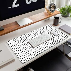 Boho Desk Mat, Polka Dot Large Mouse Pad Desk Pad Boho Desk Accessories for Women Office Decor, XXL Mousepad Long Laptop Keyboard Mouse Mat 31.5''X15.7'' Non-Slip Rubber Base with Stitched Edges