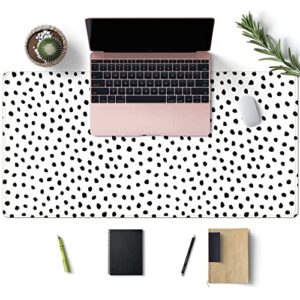 Boho Desk Mat, Polka Dot Large Mouse Pad Desk Pad Boho Desk Accessories for Women Office Decor, XXL Mousepad Long Laptop Keyboard Mouse Mat 31.5''X15.7'' Non-Slip Rubber Base with Stitched Edges