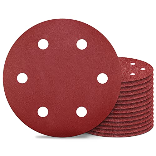 Awutzut 9 Inch 6 Hole Sanding Discs 240 Grit Hook and Loop for Drywall Sander 15PCS