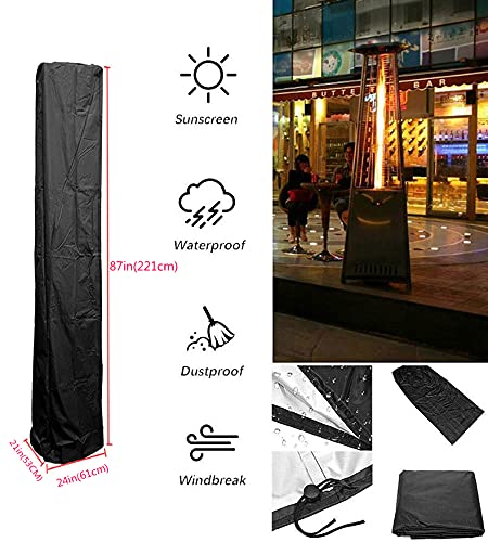 AKEfit Patio Heater Cover, 420D Garden Heater Covers Waterproof with Zipper Propane Square Heater Cover Fire Sense Outdoor Heater Cover for standing Heater