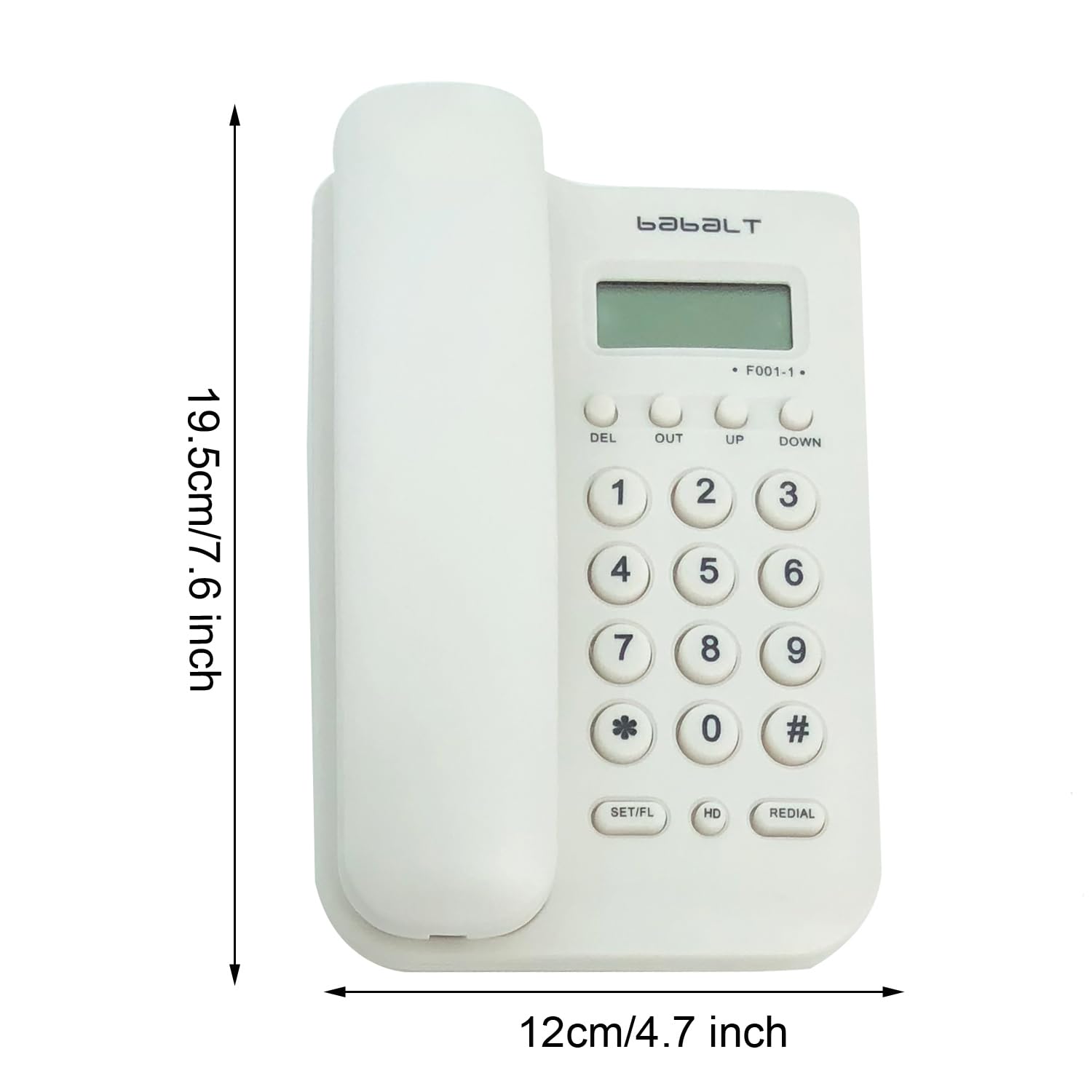 Corded Basic Landline Phone, TelPal FSK/DTMF Simple Caller ID Telephone with LCD Incoming Call Number Display, Small Desk/Wall Mountable Analog Phone for Home Office (White)