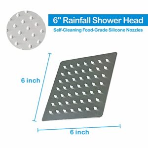 6 inch Shower Head with handheld, High Pressure 6" Rainfall Stainless Steel Shower Head/Handheld Shower with hose (Square, Chrome.)