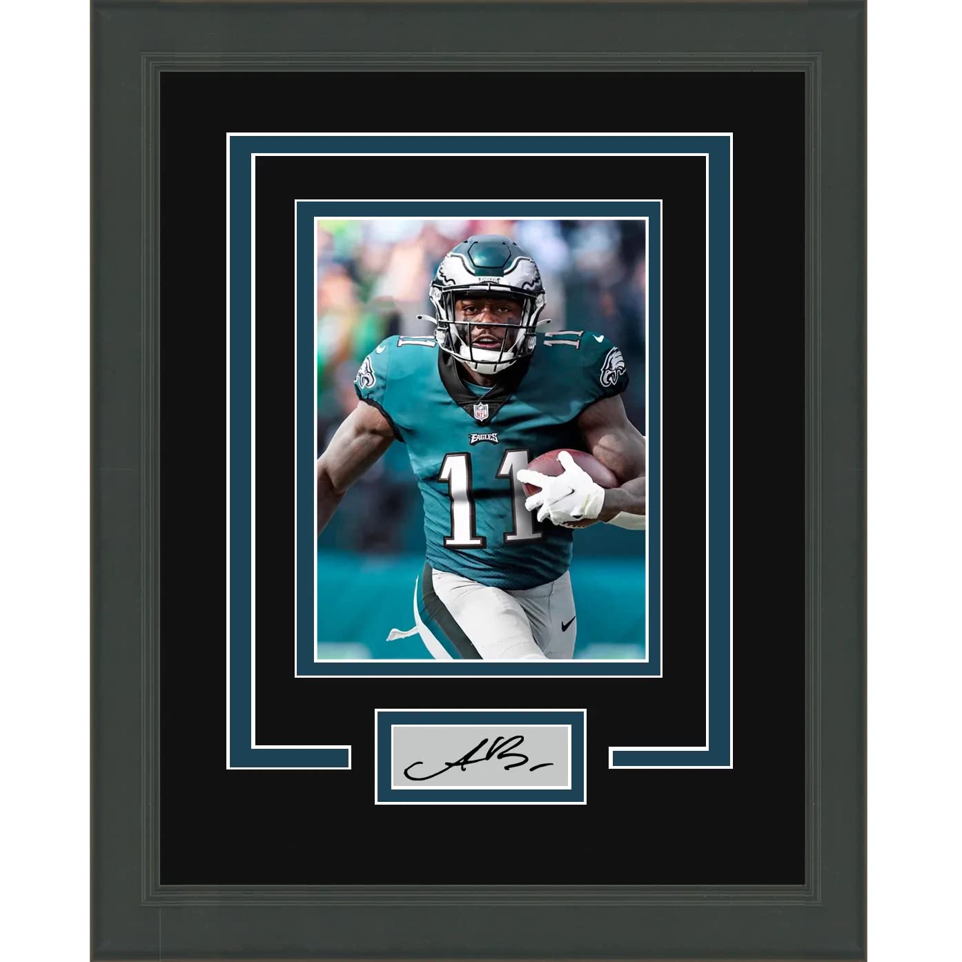 Framed A.J. Brown Facsimile Laser Engraved Signature Auto Philadelphia Eagles 14x17 Football Photo