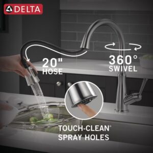 Delta Faucet Westville Brushed Nickel Kitchen Faucet, Kitchen Faucets with Pull Down Sprayer, Kitchen Sink Faucet, Faucet for Kitchen Sink, Magnetic Docking Spray Head, Arctic Stainless 9110-AR-DST