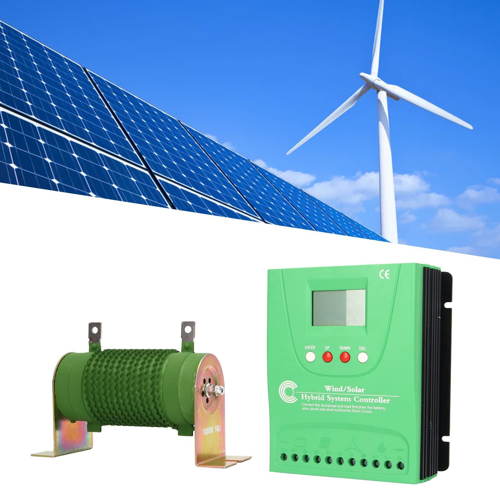 FOUF 2800W Wind Solar Hybrid Charge Controller, Auto 24V/48V Battery MPPT Hybrid Wind Solar Controller with LCD Display and Free Dump Load Accurate, 1600W Wind and 1200W Solar Panel(GPI48280)