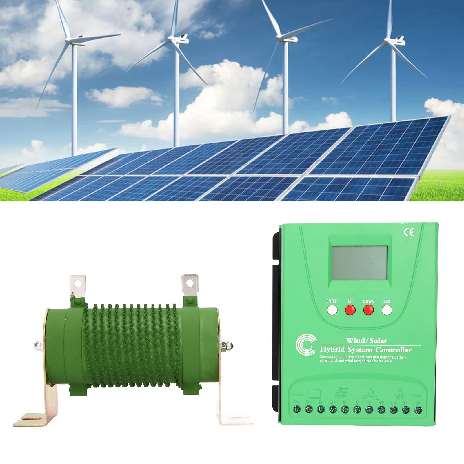 FOUF 2800W Wind Solar Hybrid Charge Controller, Auto 24V/48V Battery MPPT Hybrid Wind Solar Controller with LCD Display and Free Dump Load Accurate, 1600W Wind and 1200W Solar Panel(GPI48280)