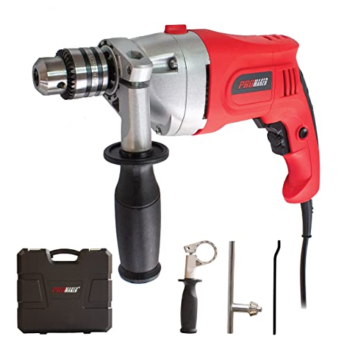 PROMAKER 7.5AMP Hammer Drill, 1/2-inch Corded Hammer Drill with accessories, Variable speed 0-3000 RPM, option to choose Impact and Hammer Drill. PRO-TP850KIT.