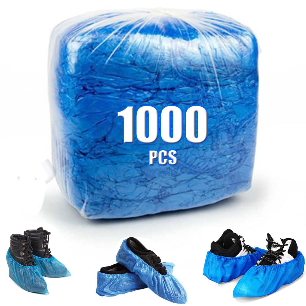 Shoe Covers Disposable 1000 PCS (500 Pairs) Reusable Boot Covers Waterproof, Durable for Real Estate, Travel, Construction, Workplace, Medical, Rain, Floor, One Size Fits Most, Hygienic Carpet Blue