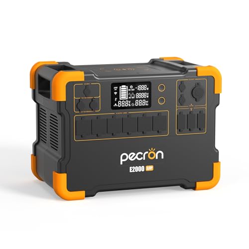 pecron Portable Power Station E2000LFP 1920Wh LiFePO4 Battery Backup Expandable to 8064Wh 6X2000W AC Outlets 1200W Max Solar Input Backup Power for Outdoors Camping Fishing Emergency