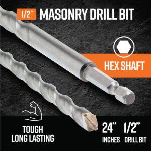 GroundGrabba Steel Masonry Drill Bit (24 Inch Hex Speed Shank)