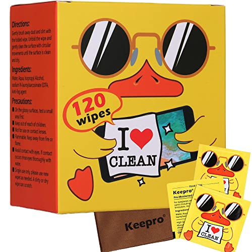 Screen Cleaner Lens Wipes- 120 Pre-Moistened Small Pack Cleaning Wipes & a Soft Dry Magic Cleaning Cloth Clean for Phone Computer TV & Camera Lens Eyeglasses individural Small Pads (120 Count)