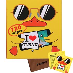 Screen Cleaner Lens Wipes- 120 Pre-Moistened Small Pack Cleaning Wipes & a Soft Dry Magic Cleaning Cloth Clean for Phone Computer TV & Camera Lens Eyeglasses individural Small Pads (120 Count)