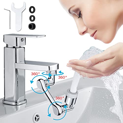 1080° Rotating Faucet Extender Rotatable Multifunctional Extension Faucet Universal Splash Filter Faucet Swivel Faucet Aerator Sink Face Wash Attachment with 2 Water Outlet Modes