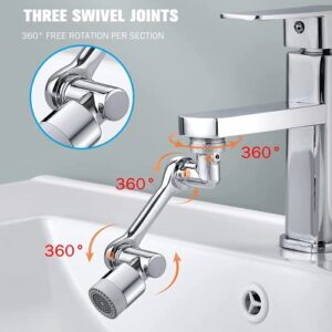 1080° Rotating Faucet Extender Rotatable Multifunctional Extension Faucet Universal Splash Filter Faucet Swivel Faucet Aerator Sink Face Wash Attachment with 2 Water Outlet Modes