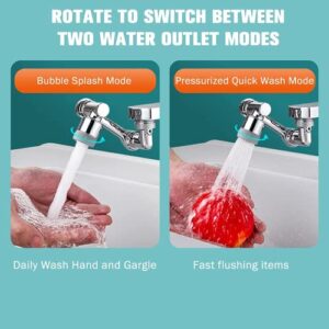 1080° Rotating Faucet Extender Rotatable Multifunctional Extension Faucet Universal Splash Filter Faucet Swivel Faucet Aerator Sink Face Wash Attachment with 2 Water Outlet Modes