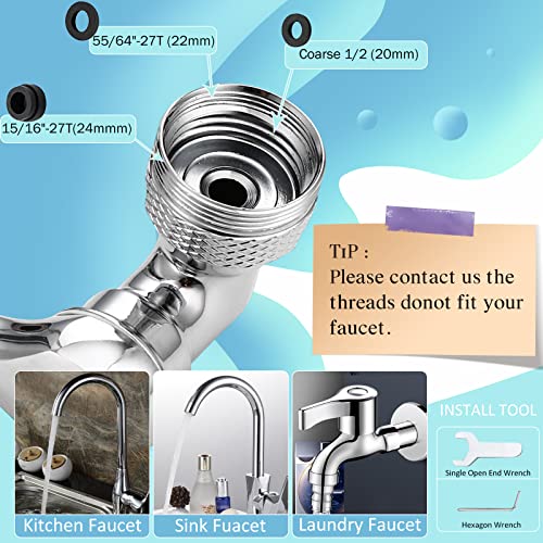 1080° Rotating Faucet Extender Rotatable Multifunctional Extension Faucet Universal Splash Filter Faucet Swivel Faucet Aerator Sink Face Wash Attachment with 2 Water Outlet Modes