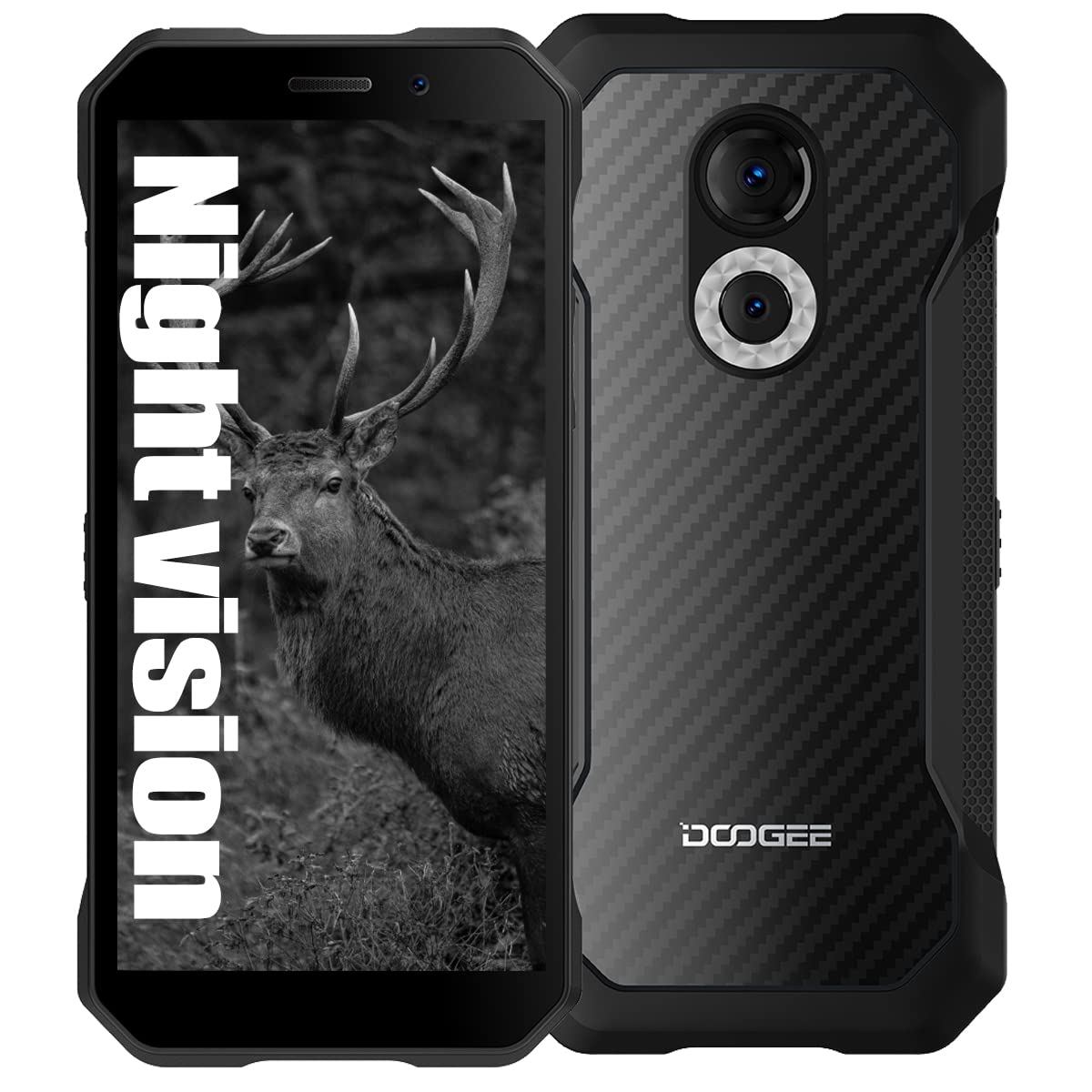 DOOGEE S61 Android 12 Rugged Smartphone Unlocked , 6GB+64GB+512GB Expansion Waterproof Cell Phone, 20MP + 20MP Night Vision Camera, 6.0"HD+, 5180mAh, Dual SIM 4G Rugged Phone NFC GPS OTG, Kevlar Black