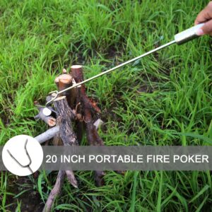 Stainless Steel Fire Pit Tool,Fire Poker and Tongs for Fire Pit Campfire Firewood Log,Fire Poker Set Stick for BBQ Grill,Patio Picnic