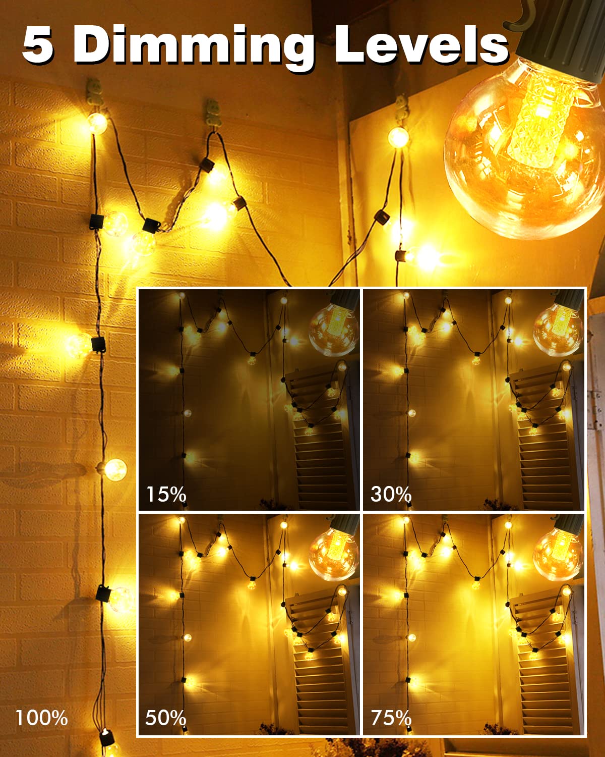 FREECUBE 50 Led Outdoor String Lights G40 Globe, 49FT Dimmable Patio Lights with Remote, 4 Modes, Timer, Waterproof Outdoor String Lights for Yard, Balcony, Backyard Festival Decor