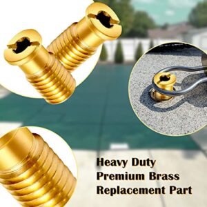 10 Pieces Brass Pool Cover Anchors Screws Pool Safety Cover Anchor Replacement Kit, Heavy Duty Pool Cover Anchors Concrete