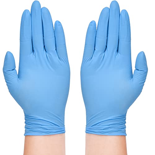 TitanFlex Nitrile Exam Gloves, Blue, 6-mil, Medium, Box of 100, Heavy Duty Nitrile Gloves Disposable Latex Free, Powder Free, Medical Gloves, Cooking Gloves, Mechanic Gloves, Cleaning Gloves