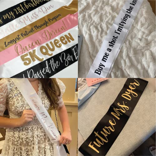 Custom Text Satin Sash | Custom Quote Sash Custom Sash Personalized Sash Birthday Sash Bachelorette Sash Bride to Be Sash