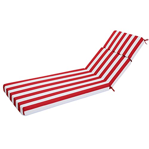 idee-home Chaise Lounge Cushions Outdoor, Lounge Chair Cushion for Outdoor Furniture, Sunbrella Lawn Chair Patio Cushion Replacement, Waterproof Thick Pool Chaise Cushion 72 inches (Striped Pattern)