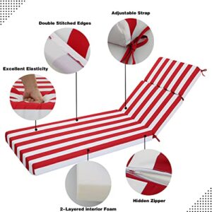 idee-home Chaise Lounge Cushions Outdoor, Lounge Chair Cushion for Outdoor Furniture, Sunbrella Lawn Chair Patio Cushion Replacement, Waterproof Thick Pool Chaise Cushion 72 inches (Striped Pattern)