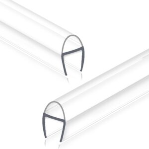 eaismon frameless shower door seal for 3/8" thick glass, 2 pack x 78" u glass shower door side seal strip bottom seal door sweep, ultra-clear polycarbonate, stop shower leaks create a water barrier