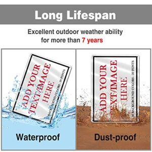 Custom Signs Outdoor Metal Sign - 12 x 8 Personalized Aluminum Rust-Proof Entrance Signs, Garden Signs, Hazard Signs, Intersection Signs, Parking Signs, Decorative Signs (Black Text Box)