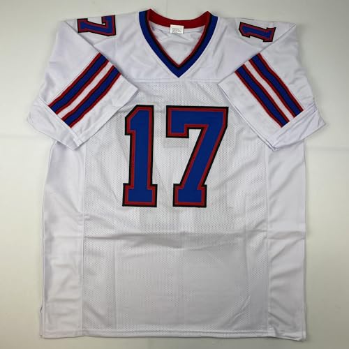 Facsimile Autographed Josh Allen Buffalo White Reprint Laser Auto Football Jersey Size Men's XL