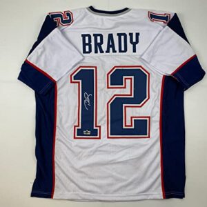 facsimile autographed tom brady new england white reprint laser auto football jersey size men's xl