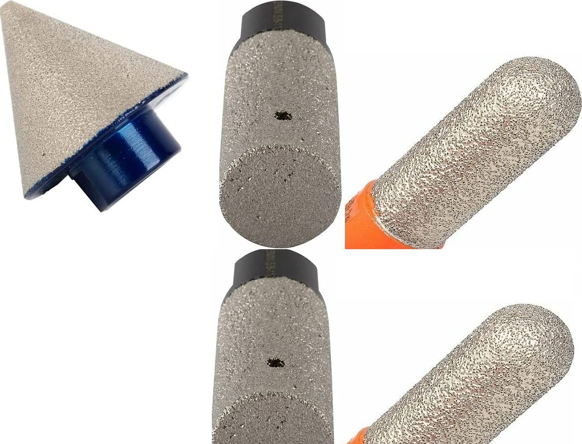 Diamond Beveling Chamfer Bit 3/16" to 1-1/2" and 20mm (3/4") 25mm 1 Inch Diamond Flat end and Ball end Finger Milling Bit for Granite Marble Porcelain Stone Holes Trimming Countersink Drill Enlarge