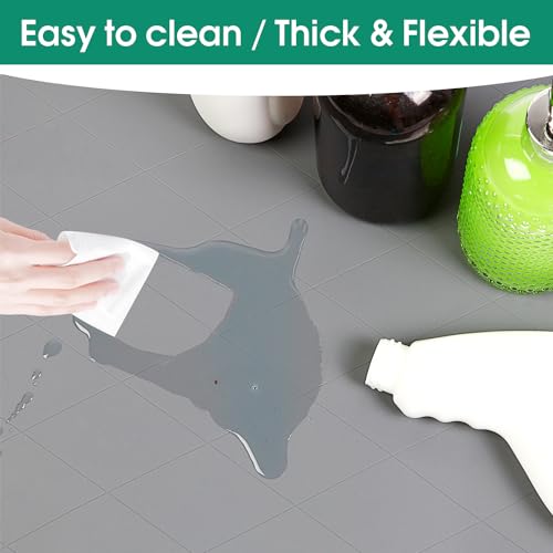 Synrroe Under Sink Mat Kitchen Cabinet Tray - 34" x 22", Flexible Waterproof Silicone Made, Disifenction Surface,Easy to Clean, Durable Under Shelf Liner, Non-Slip Surface