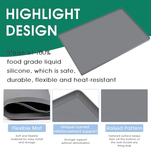 Synrroe Under Sink Mat Kitchen Cabinet Tray - 34" x 22", Flexible Waterproof Silicone Made, Disifenction Surface,Easy to Clean, Durable Under Shelf Liner, Non-Slip Surface