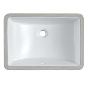 Lifezcime 18 x13 inch Undermount Rectangle Bathroom Sink U-shape Base with Overflow Pure White Porcelain Ceramic Lavatory Vanity Bathroom Vessel Sink Drop In Bathroom White Sink Wash Basin