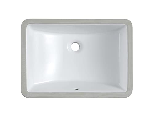 Lifezcime 18 x13 inch Undermount Rectangle Bathroom Sink U-shape Base with Overflow Pure White Porcelain Ceramic Lavatory Vanity Bathroom Vessel Sink Drop In Bathroom White Sink Wash Basin