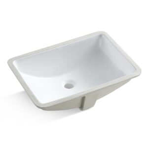 Lifezcime 18 x13 inch Undermount Rectangle Bathroom Sink U-shape Base with Overflow Pure White Porcelain Ceramic Lavatory Vanity Bathroom Vessel Sink Drop In Bathroom White Sink Wash Basin